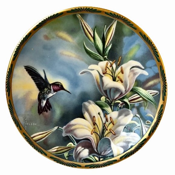 Pickard | Accents | Ruby Throated Hummingbird Lilies Vintage 89 Wall ...